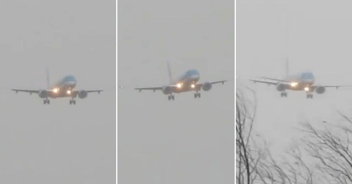 Passengers nightmare! Plane bounces and sways in gale-force winds while ...