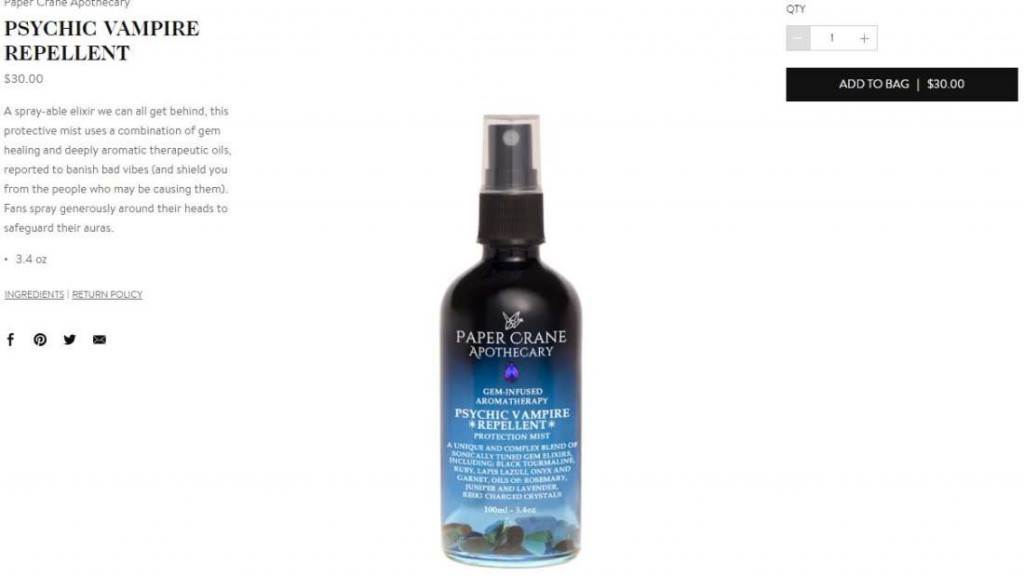 If your fear "soul vampires", buy a repellent from Gwyneth Paltrow's ...