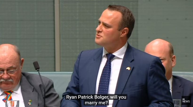 Australian MP proposes to his male partner in Parliament (video ...