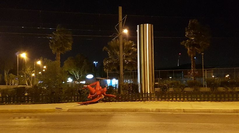 Red “Fallen Angel” sculpture in Paleo Faliro fell overnight! (photos ...