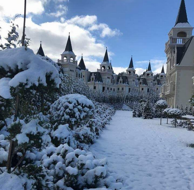 A village of miniature Disney-esque castles sits empty in the Bolu ...