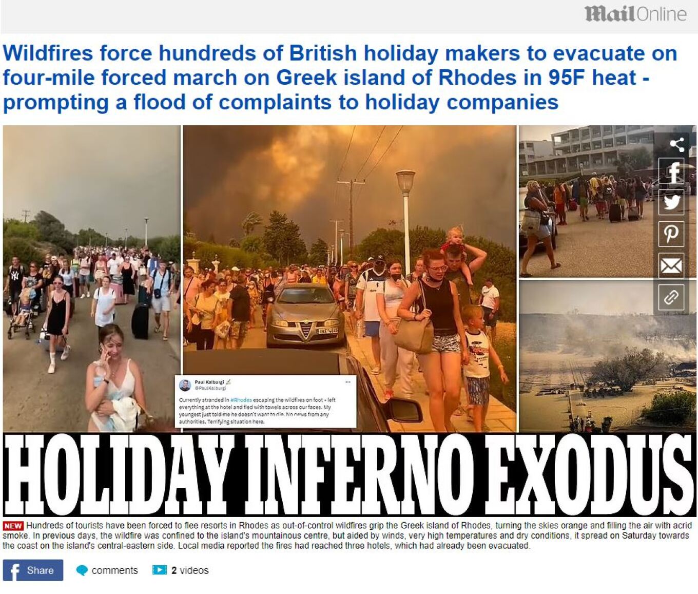 Fire in Rhodes: Top story in the British media - ProtoThema English