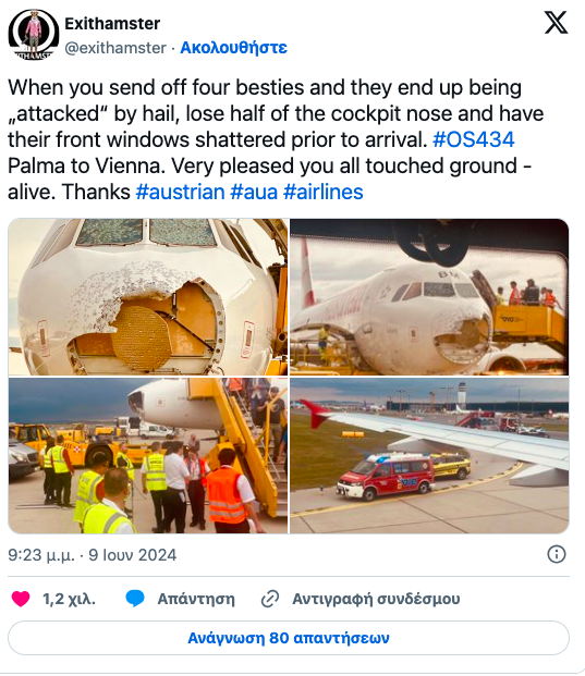 Terror Struck Aboard an Austrian Airlines Flight when Hail Damaged the ...