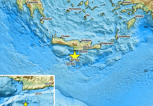 Continuous earthquakes of over 4 Richter off Crete - Epicenter is south ...