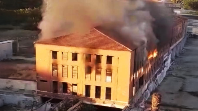 Large fire in abandoned building near the General State Hospital of ...