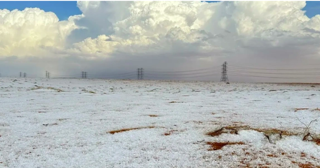 Rare phenomenon: Snowfall in Saudi Arabia, desert "Dressed in White ...