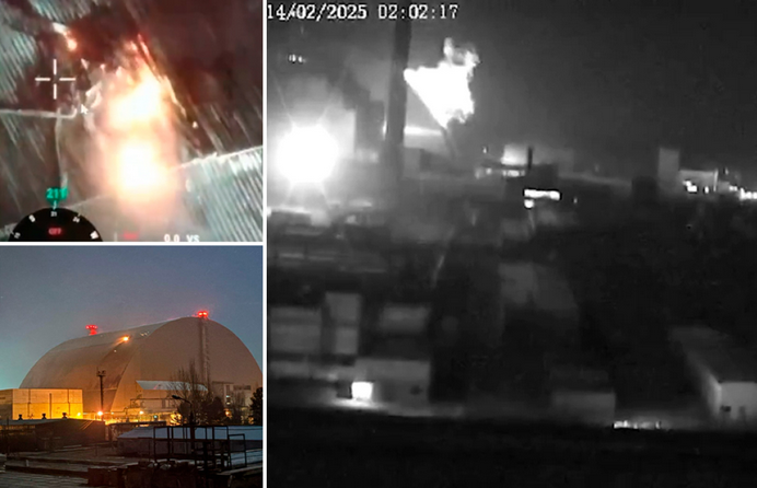 Explosion at the new Chernobyl sarcophagus protecting the fourth ...