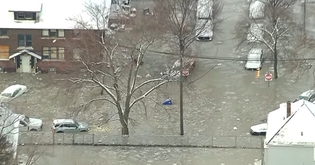 Detroit: First the streets flooded from a leak and then...they froze ...