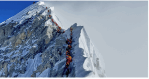 Mount Everest - Climbers queue to reach the 8,849-meter summit ...