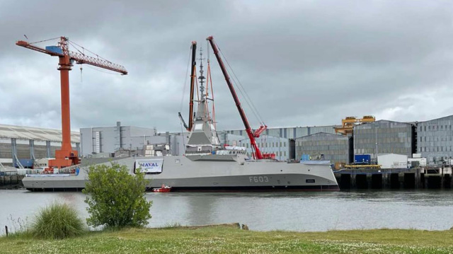 HS Formion was launched into the water and the antenna mast was ...