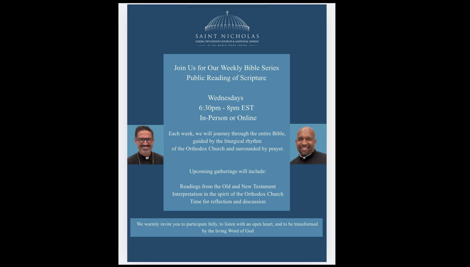“Devote Yourself to Scripture”: Weekly Bible study at St. Nicholas ...